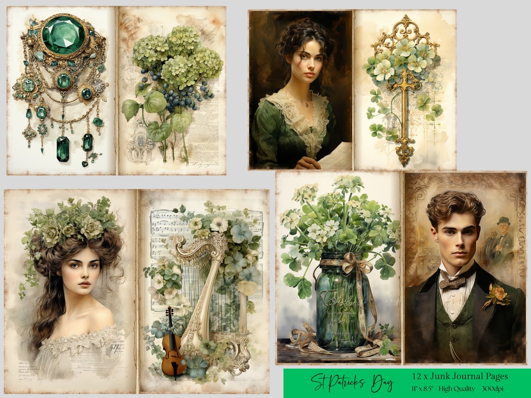 12 X St Patricks Day Junk Journal, Irish Junk Journal Pages, Irish ...