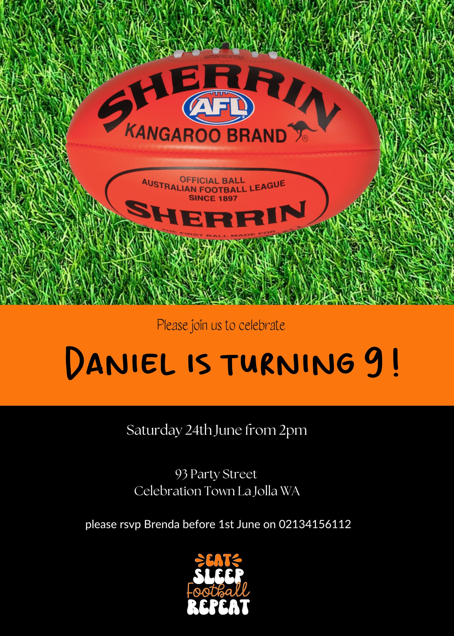 AFL Birthday Invitation: Aussie Rules Party, Editable Template (digital ...