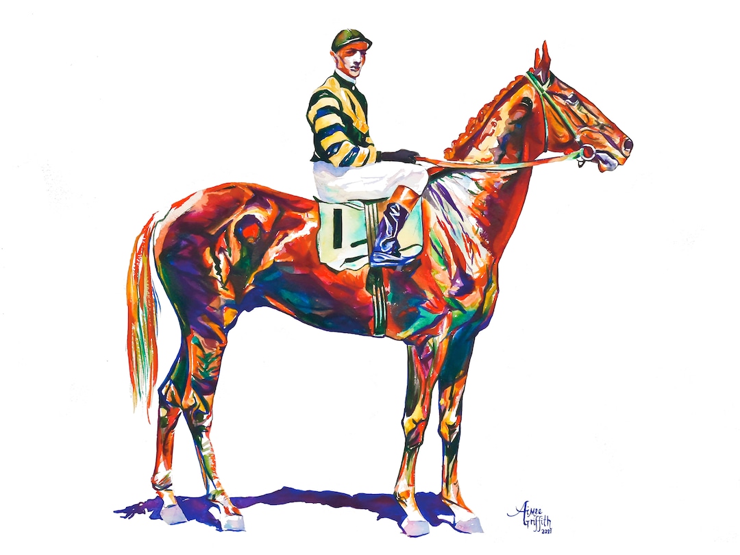 Man O'war Horse Racing Equestrian Watercolor Print, Art and Decor - Etsy
