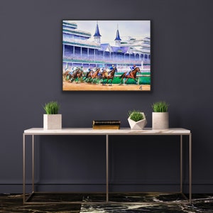 The Kentucky Derby at Churchill Downs First Turn Horse Racing Art Print ...
