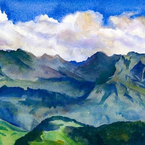 Switzerland Swiss Alps Art Print Watercolor the Sound of Music ...