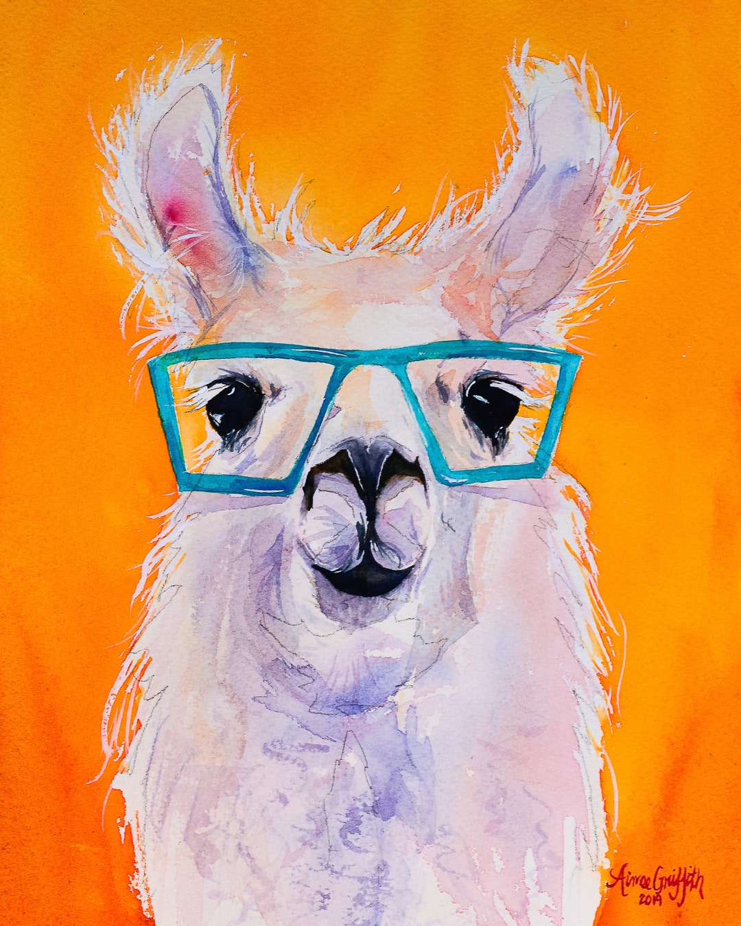 Funky and Fun Llama Art Print, Llama With Glasses - Etsy