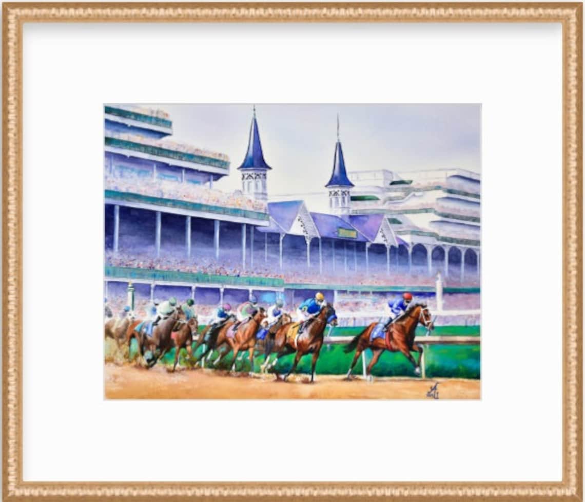 The Kentucky Derby at Churchill Downs Horse Racing Art Print - Etsy