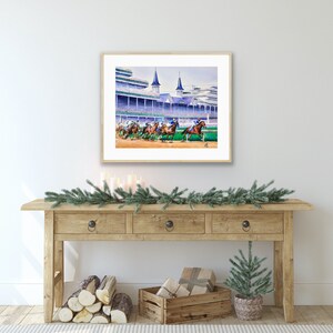The Kentucky Derby at Churchill Downs First Turn Horse Racing Art Print ...