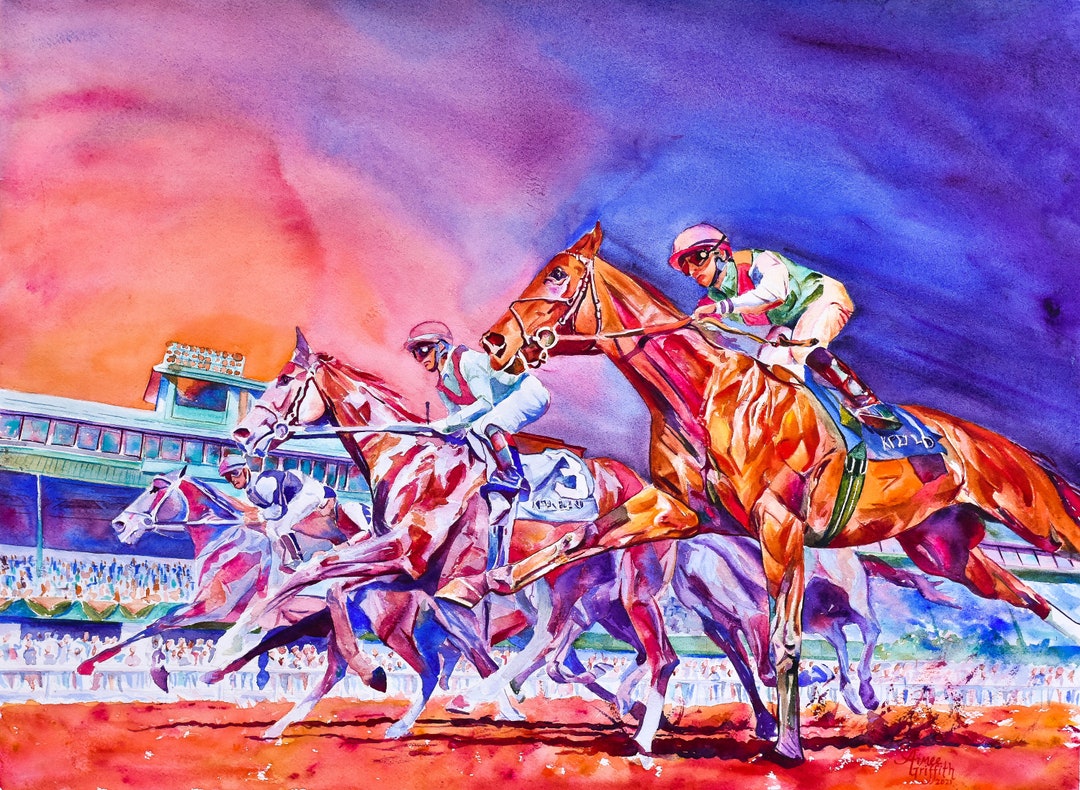 Contemporary Keeneland Race Track Horse Racing Watercolor Print - Etsy