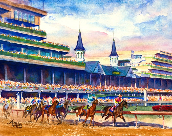 1961 Kentucky Derby Winner Carry Back, 12x16 CW Ernst Vintage Black ...