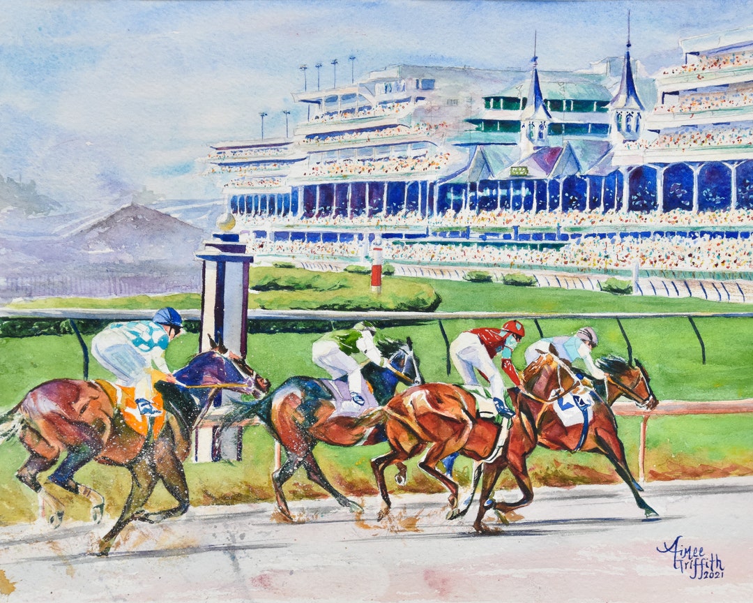Final Turn: A Radiant Kentucky Derby Moment, Horse Racing Art Print ...