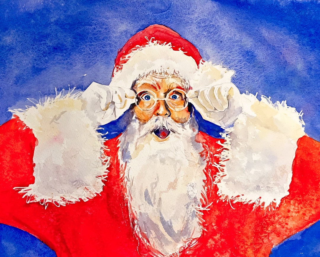 Funny Silly Santa With Glasses Art Print - Etsy