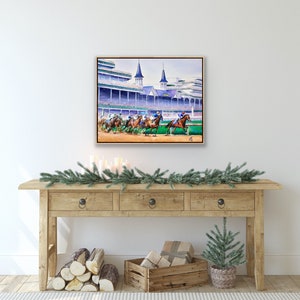 The Kentucky Derby at Churchill Downs First Turn Horse Racing Art Print ...