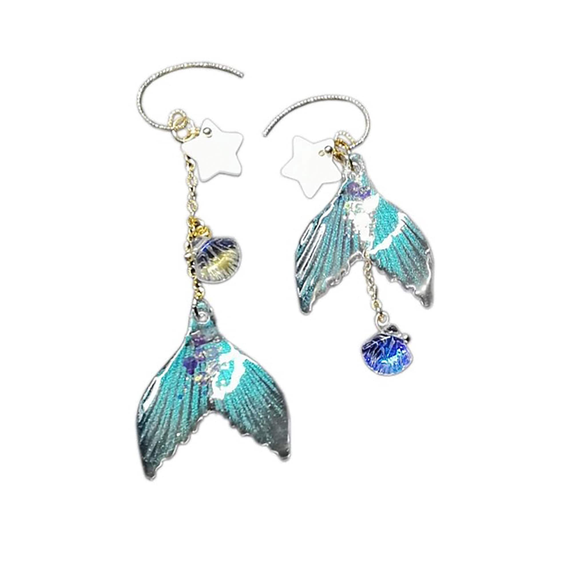 Star Mermaid Tail Earrings Handmade Princess Earrings - Etsy