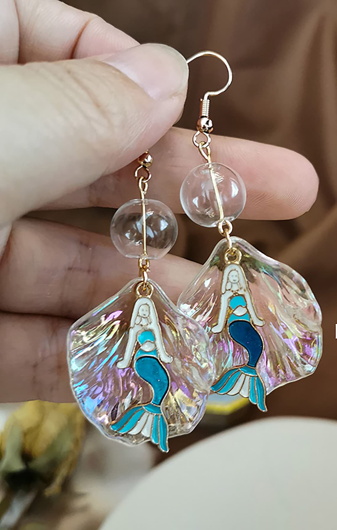 Mermaid Tail Earrings Cartoons Mermaid Earrings-transparent - Etsy