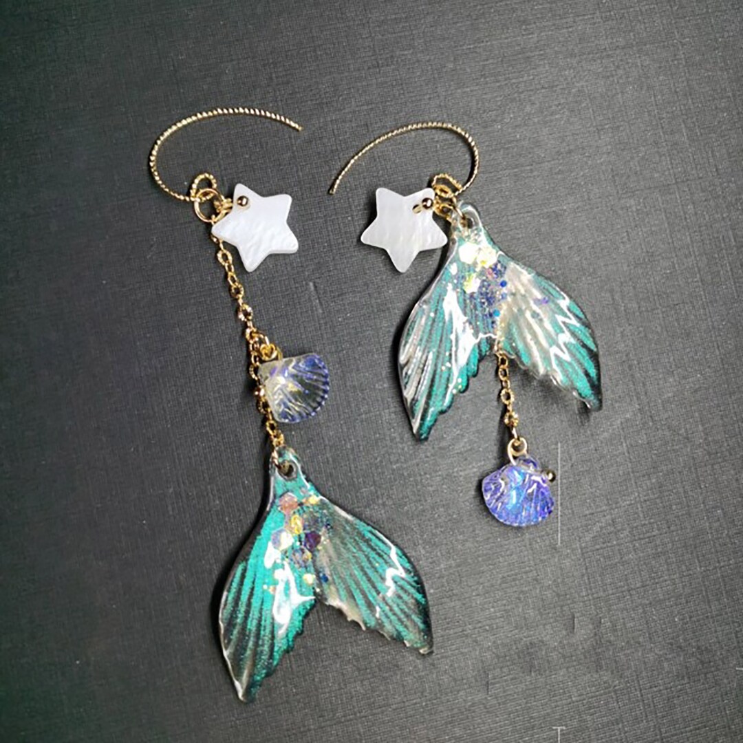 Star Mermaid Tail Earrings Handmade Princess Earrings - Etsy