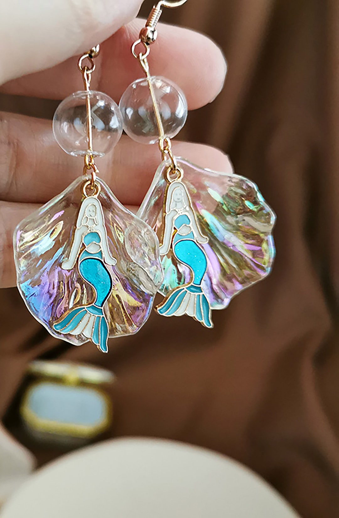 Mermaid Tail Earrings Cartoons Mermaid Earrings-transparent Mermaid ...