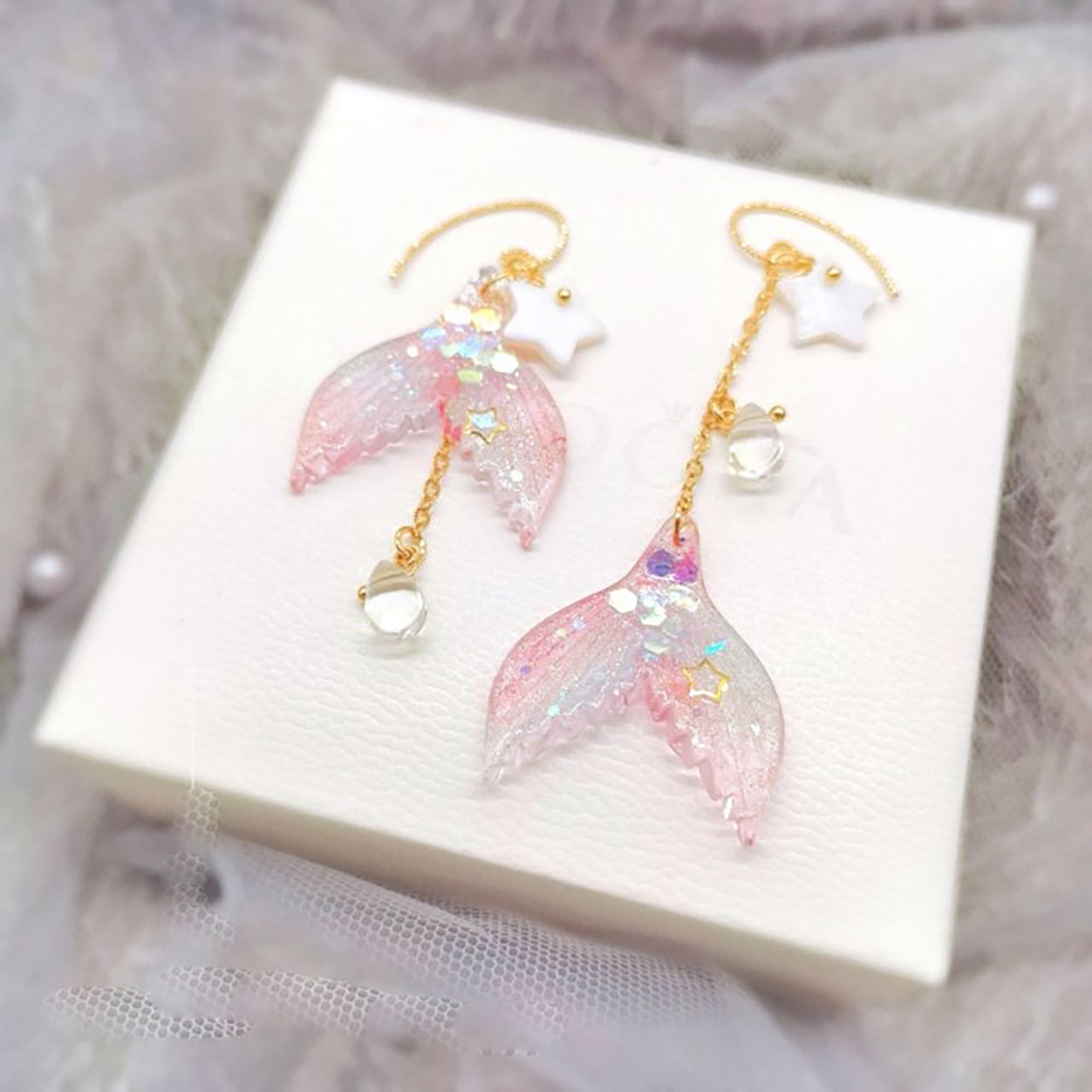 Star Mermaid Tail Earrings Handmade Princess Earrings - Etsy