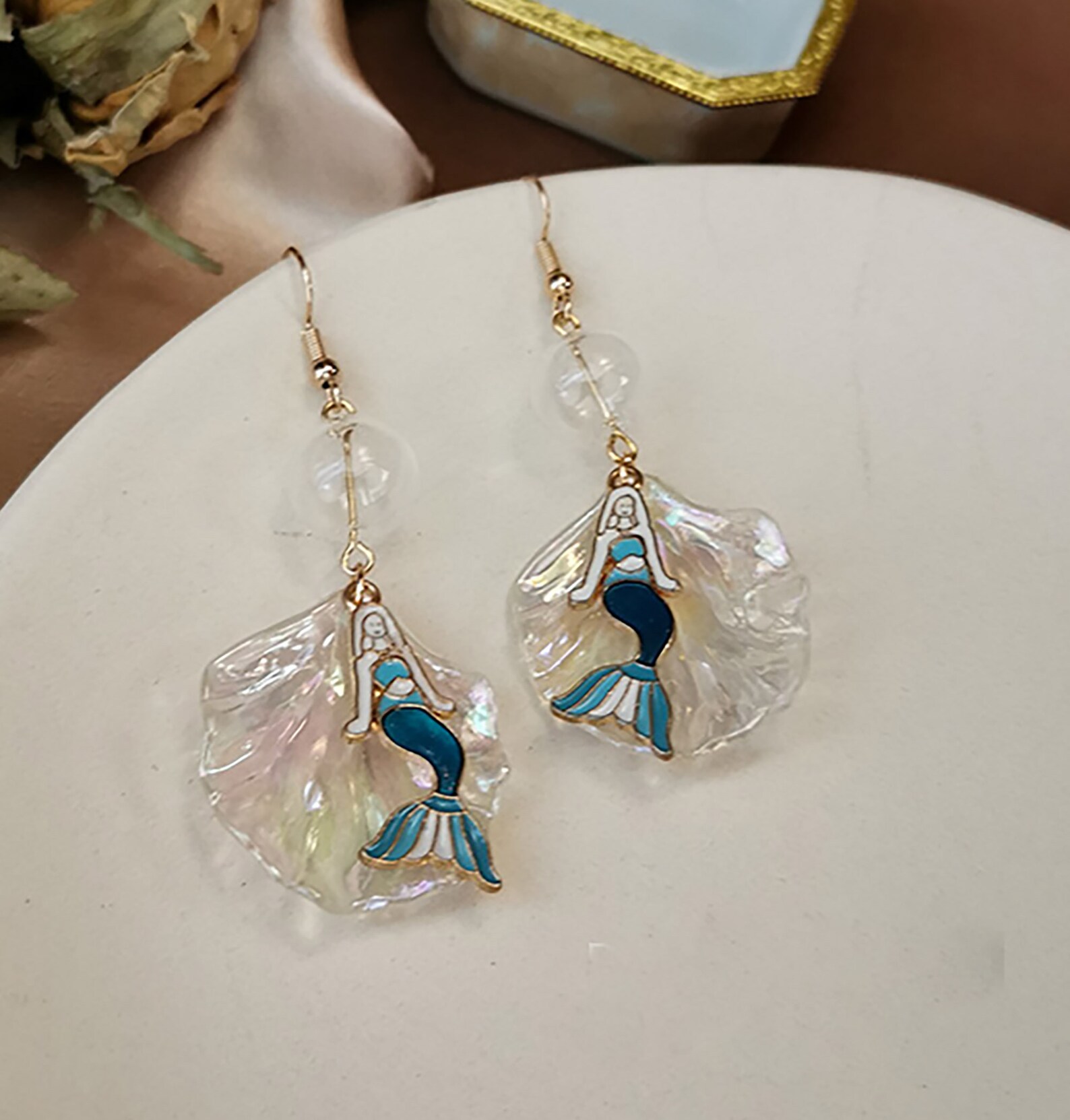 Mermaid Tail Earrings Cartoons Mermaid Earrings-transparent - Etsy