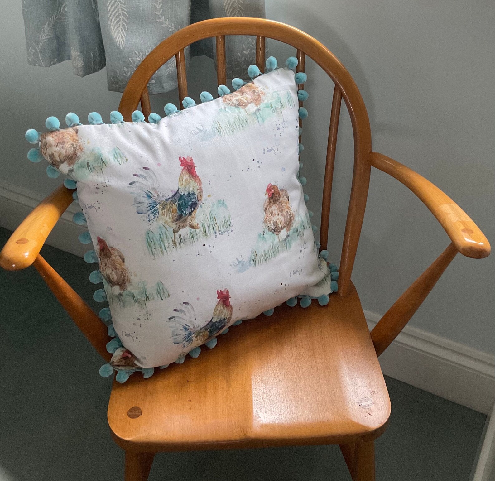 Chicken Cushion, Chicken Gift, Chicken Print, Voyage Fabric Cushion ...
