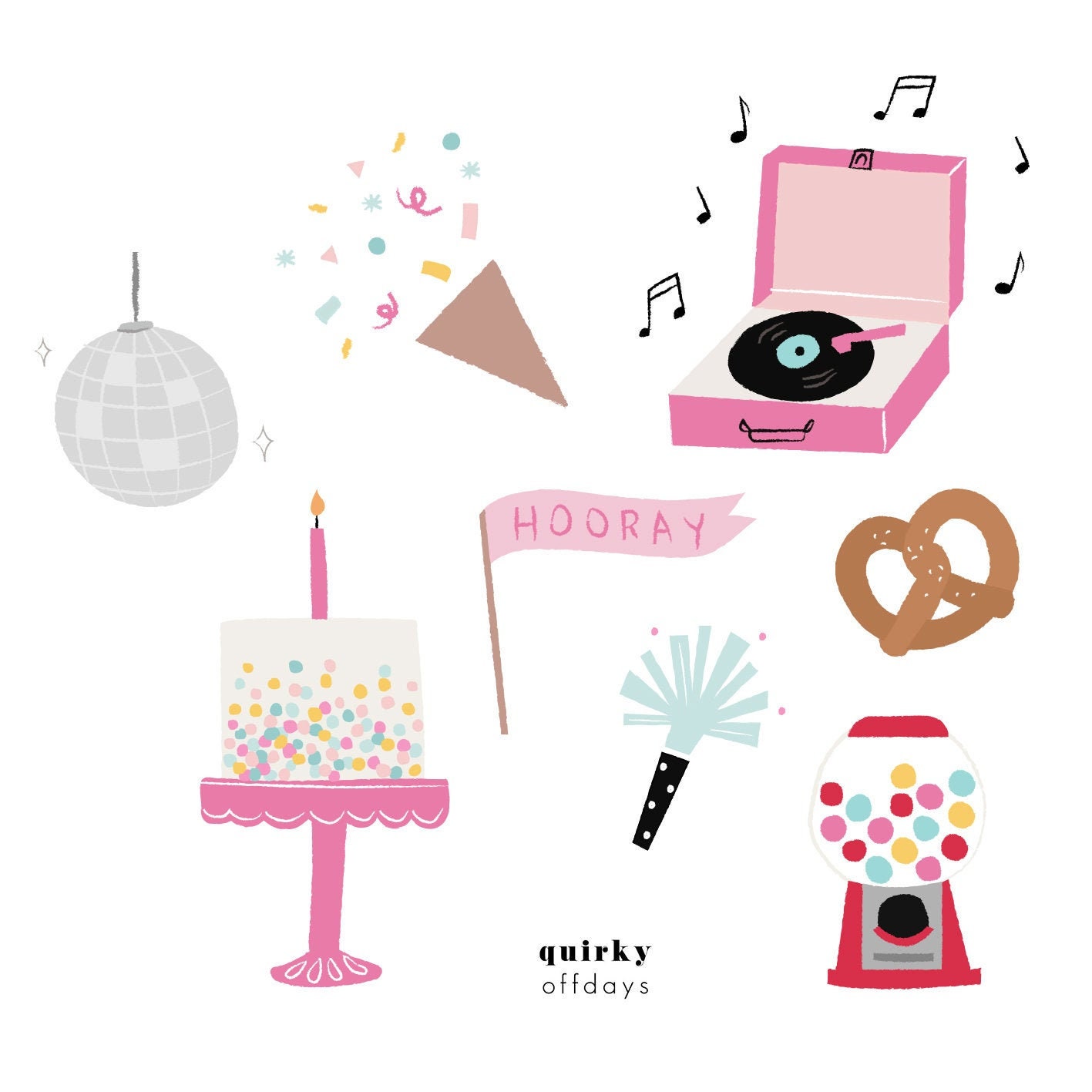 Colorful Retro Party and Celebration Clipart Set digital Download - Etsy UK