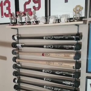 11bat Metal Baseball Bat Display Rack W/ Wood Baseball Display Shelf - Etsy