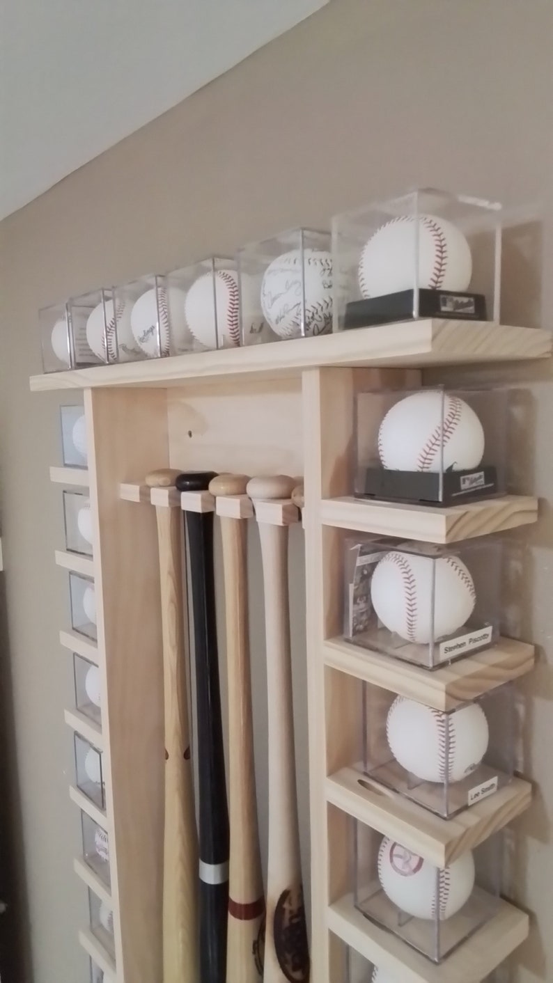 5bat Vertical Wood Baseball Bat Display Rack W/ Multiple Shelves - Etsy