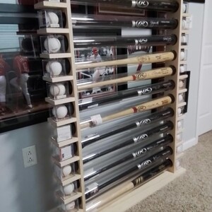 12 Bat - Wood Free Standing W/ Multi Shelf - Baseball Bat Display Rack ...