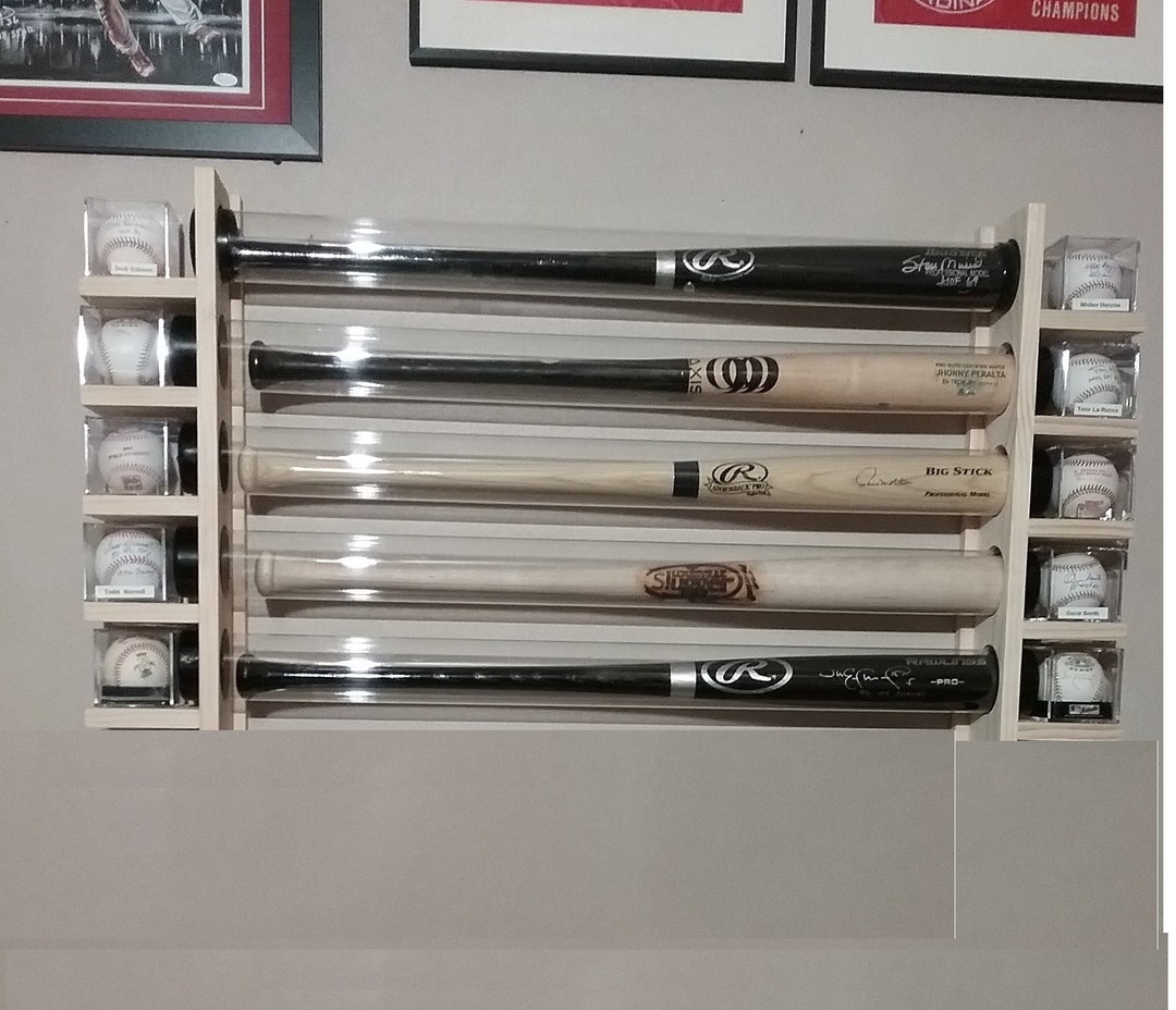 5bat Wood - Baseball Bat Display Rack W/ Double Shelves- Premium Pine ...