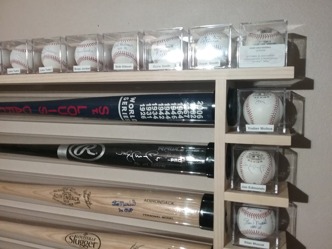 7bat Wood - Baseball Bat Display Rack W/ Multiple Shelves- Premium Pine ...