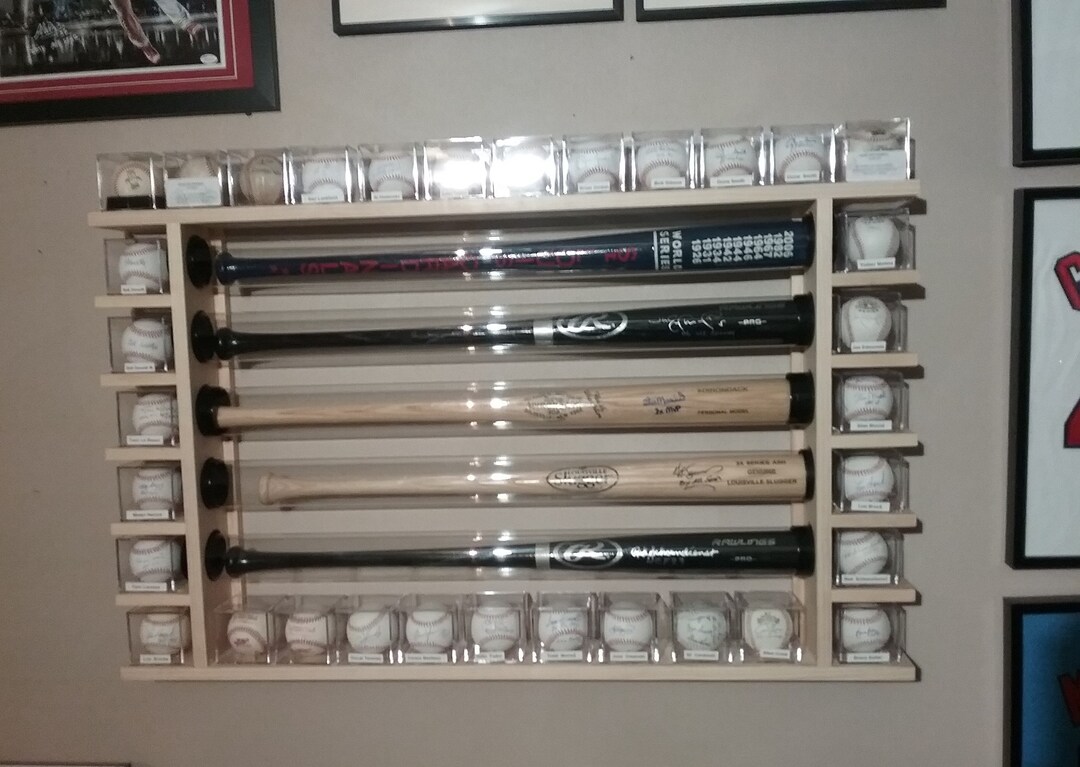 5bat Wood - Baseball Bat Display Rack W/ Multiple Shelves- Premium Pine ...