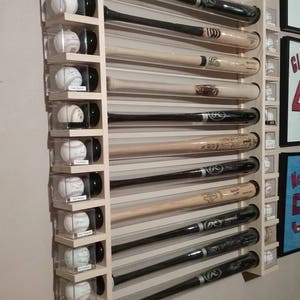 11bat Wood - Baseball Bat Display Rack W/ Double Shelves- Premium Pine ...