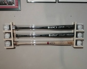 7bat Wood Baseball Bat Display Rack W/ Double Shelves | Etsy