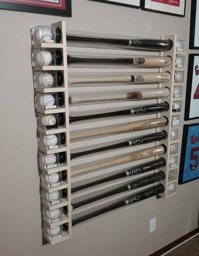 11bat Wood Baseball Bat Display Rack W/ Double Shelves - Etsy