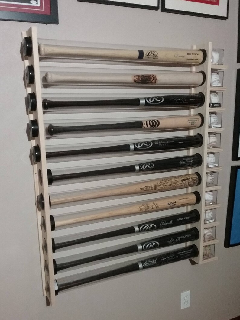 6bat Wood Baseball Bat Display Rack W/ Shelves Premium Pine | Etsy