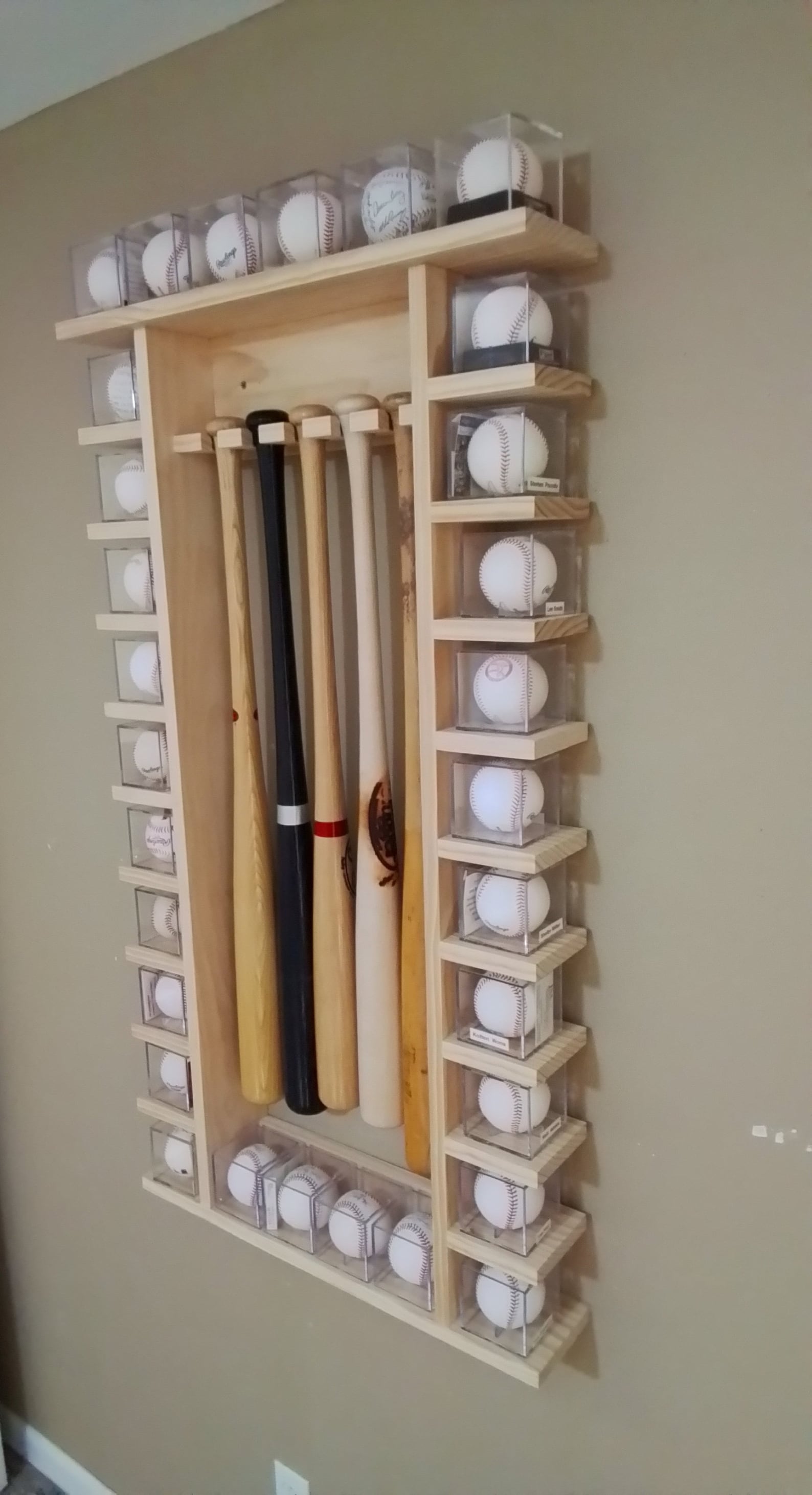 5bat Vertical Wood - Baseball Bat Display Rack W/ Multiple Shelves - Etsy