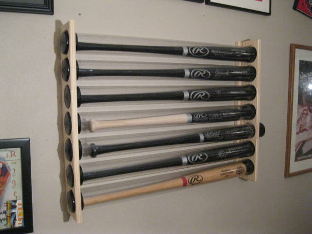 7bat Wood - Baseball Bat Display Rack - Premium Pine Wood - Etsy