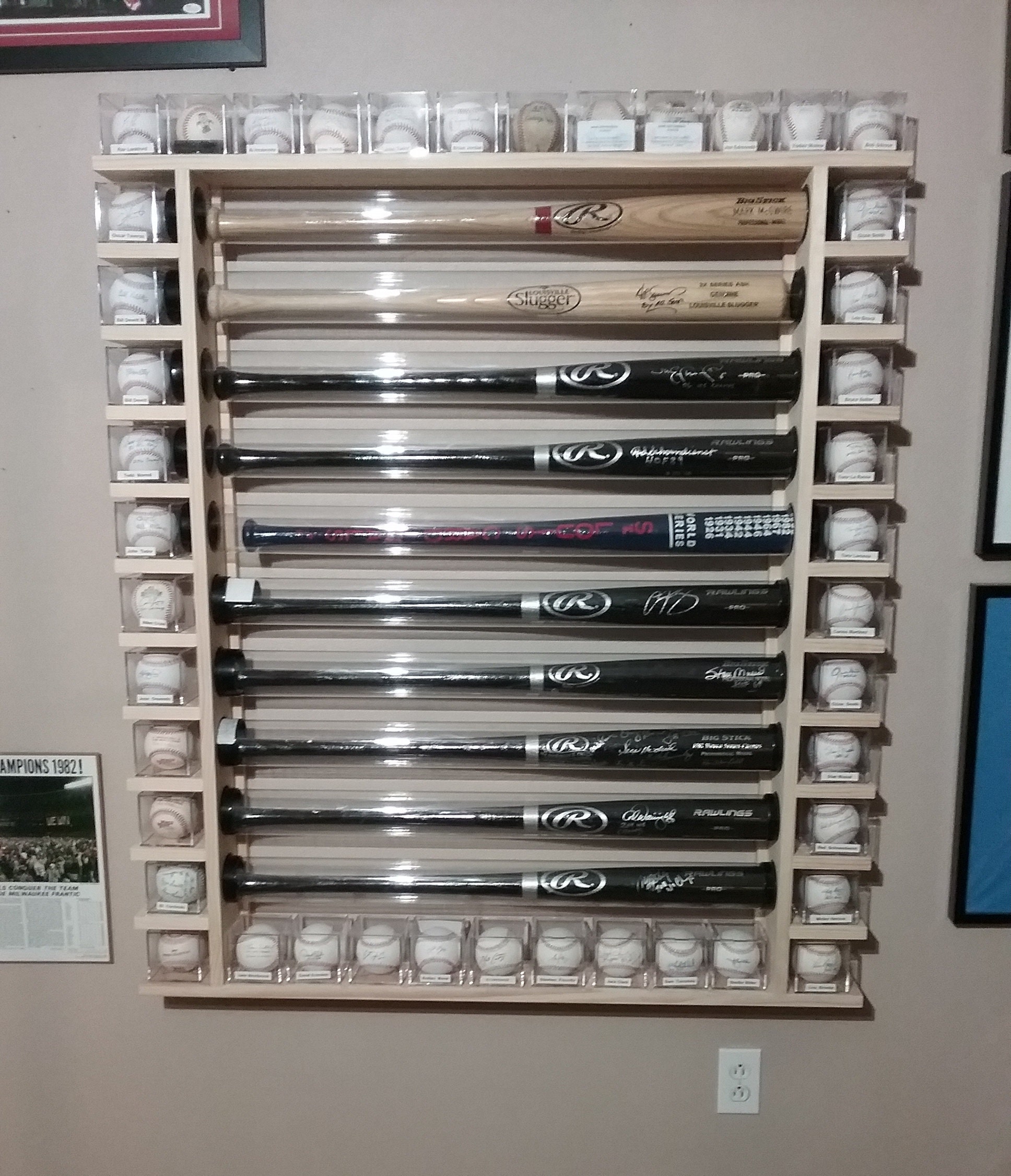 7bat Wood Baseball Bat Display Rack W/ Multiple Shelves - Etsy
