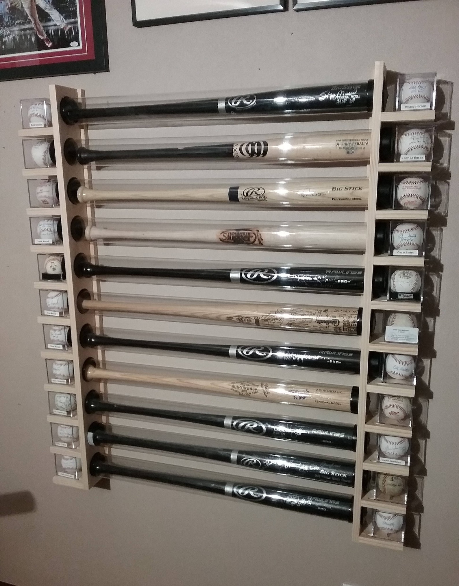 7bat Wood Baseball Bat Display Rack W/ Double Shelves - Etsy