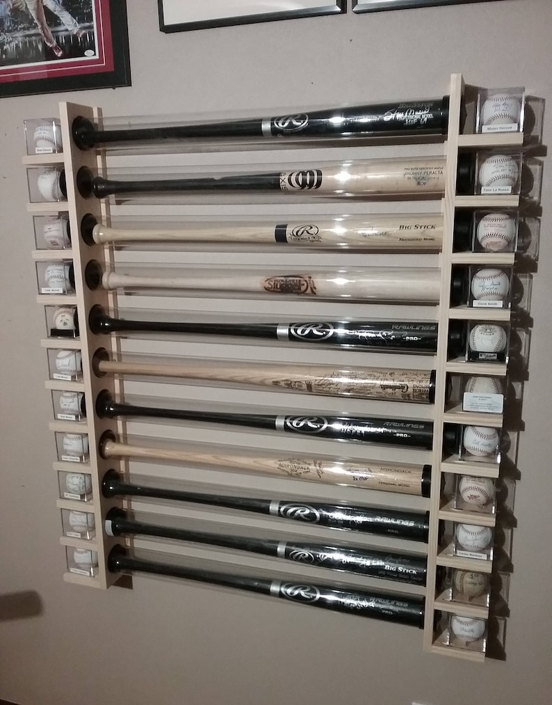 11bat Wood Baseball Bat Display Rack W/ Double Shelves - Etsy