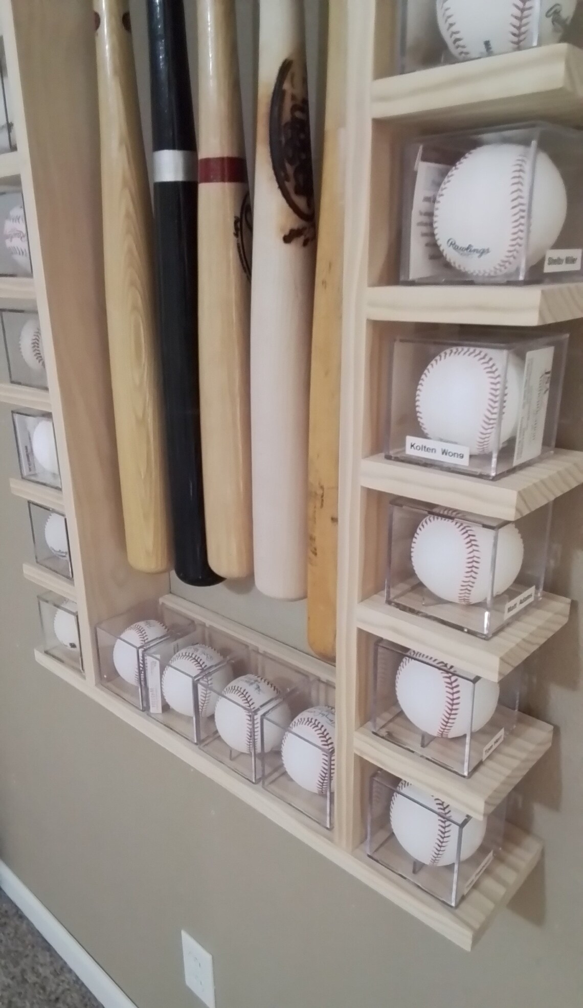 6bat Vertical Wood - Baseball Bat Display Rack W/ Multiple Shelves - Etsy