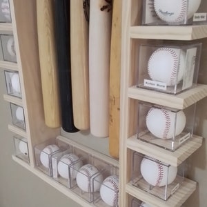 5bat Vertical Wood - Baseball Bat Display Rack W/ Multiple Shelves - Etsy