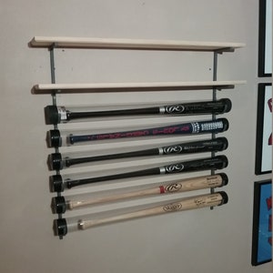 3bat Metal W/ 2 Top Shelf- Baseball Bat Display Rack and Bobblehead - Etsy