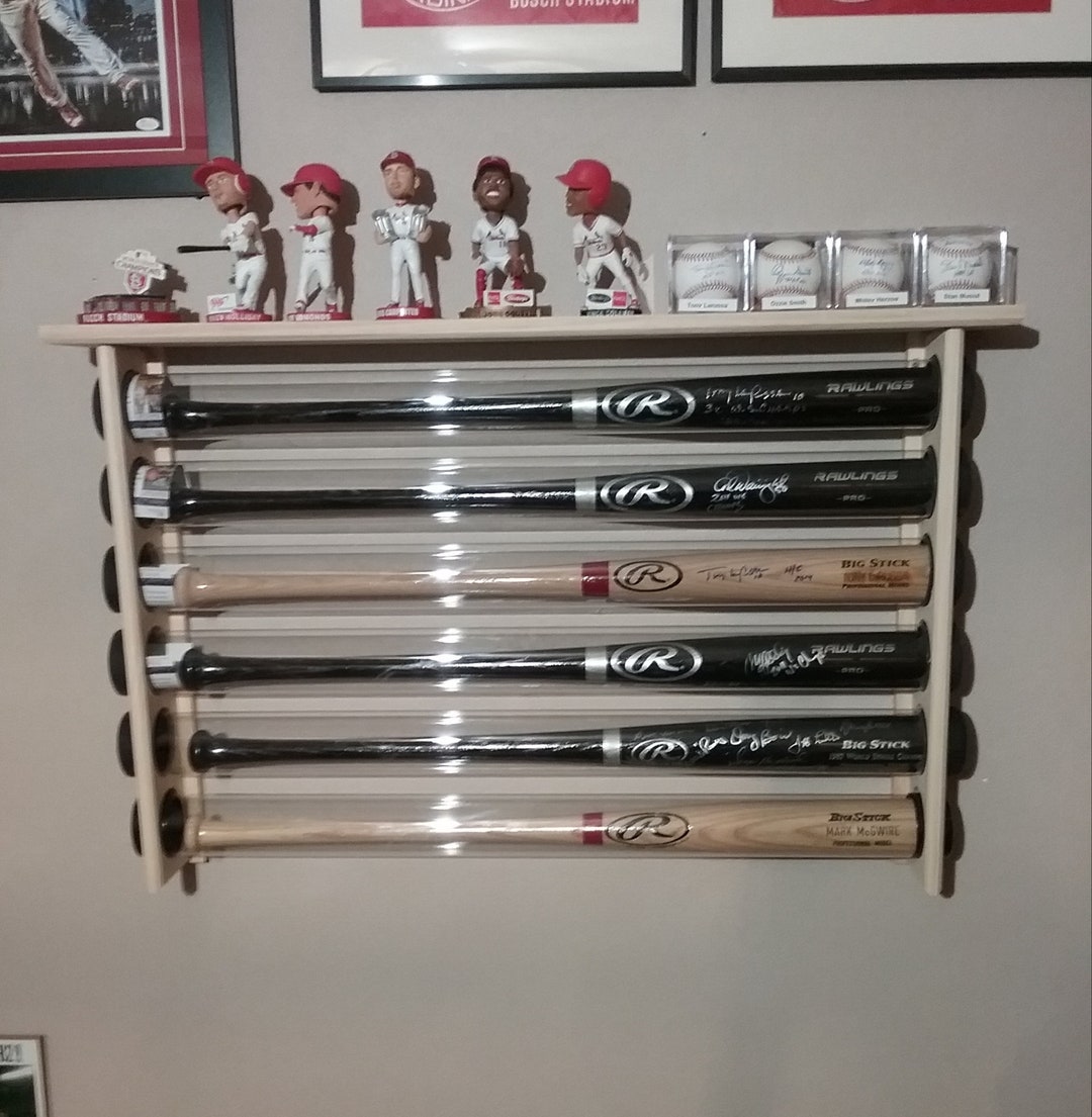 3bat Wood W/ Top Shelf - Baseball Bat Display Rack - Premium Pine Wood ...