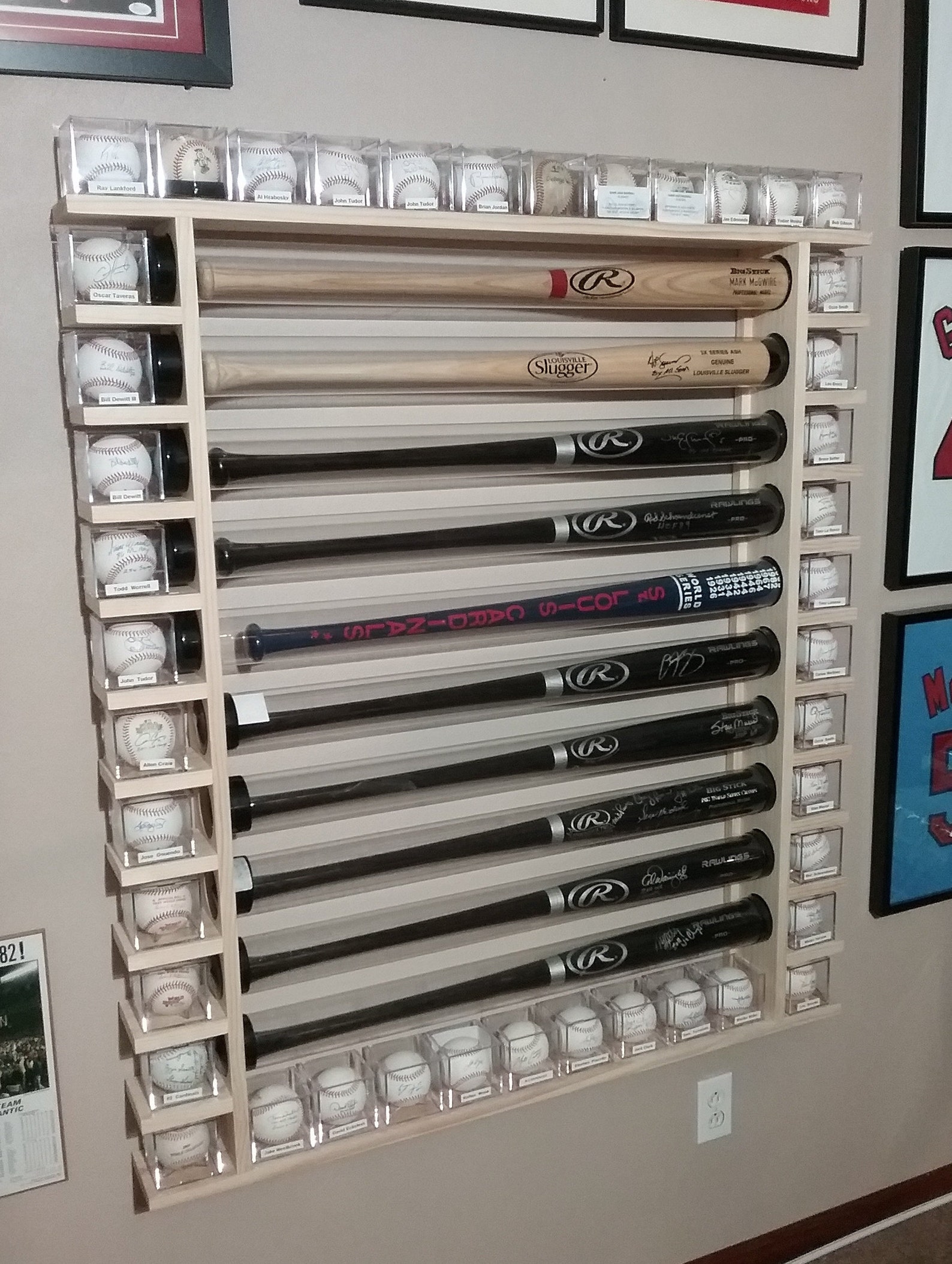 7bat Wood - Baseball Bat Display Rack W/ Multiple Shelves- Premium Pine ...