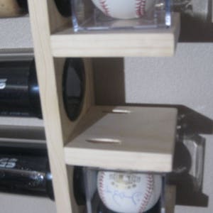 9bat Wood - Baseball Bat Display Rack W/ Double Shelves- Premium Pine ...