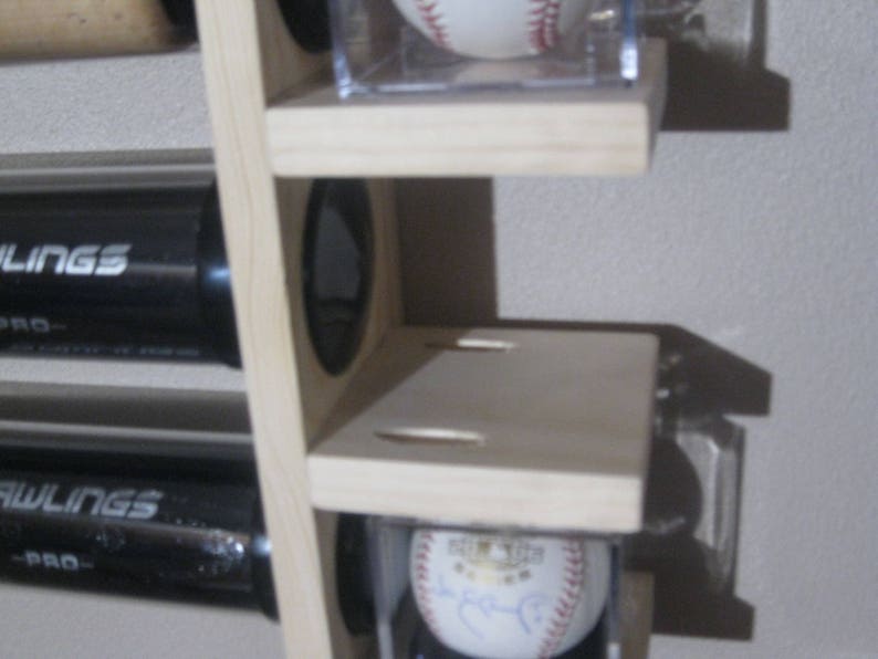 7bat Wood Baseball Bat Display Rack W/ Double Shelves - Etsy