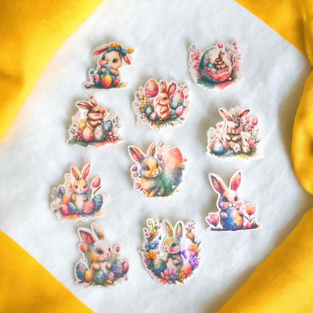 Set of Self-adhesive Rabbit Stickers X5 - Etsy