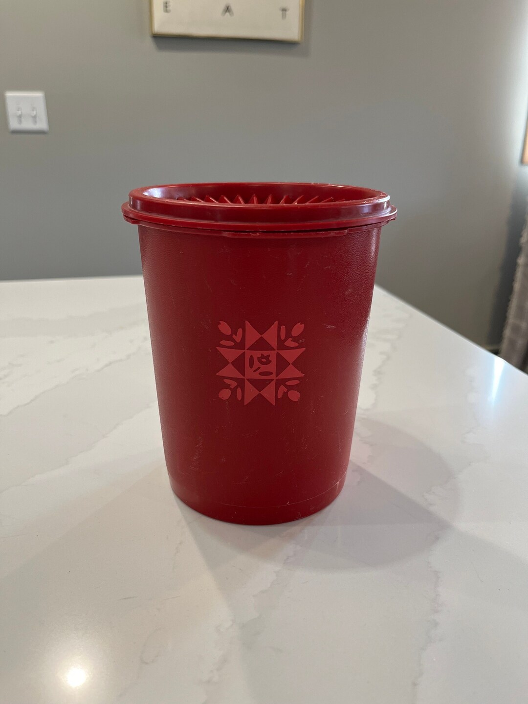 Vintage Tupperware Servalier Red Canister 811 With Tulip Quilt Design ...