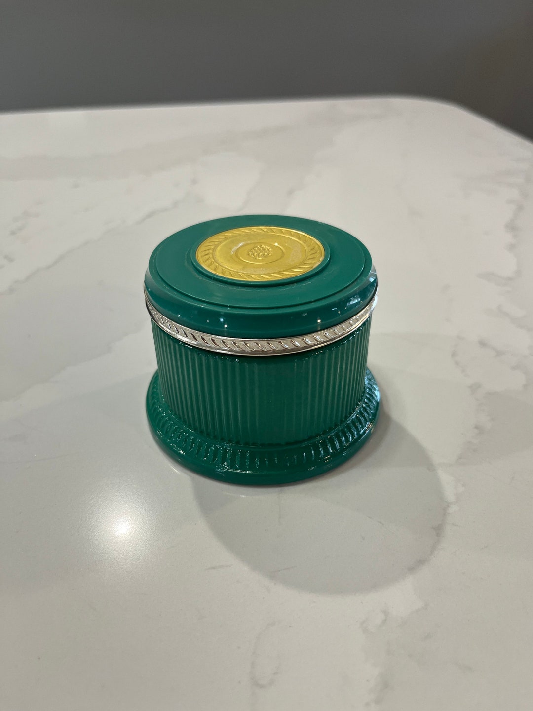 Vintage Avon Regence Green Glass Round Jar - Mid Century/hollywood ...