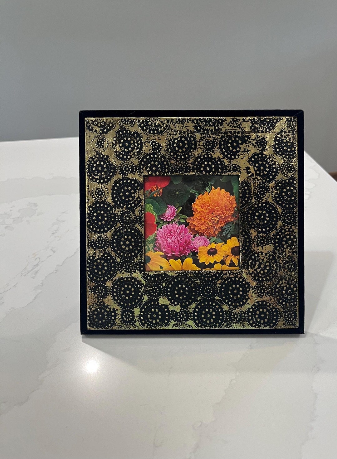 Vintage 3x3 Black Gold Metal Square Photo Frame - Boho/modern Farmhouse ...