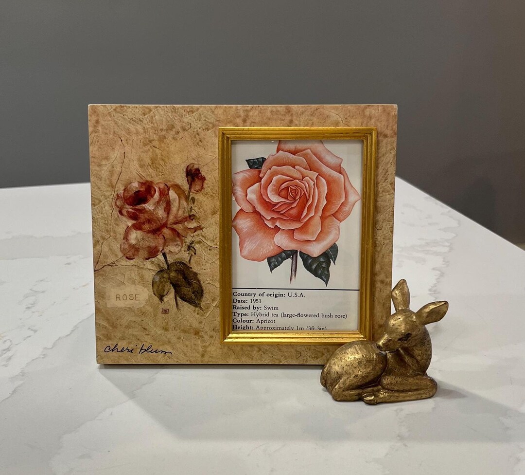 Vintage Cheri Blum Rose Floral 3x5 Photo Frame Cottage Decor/shabby ...