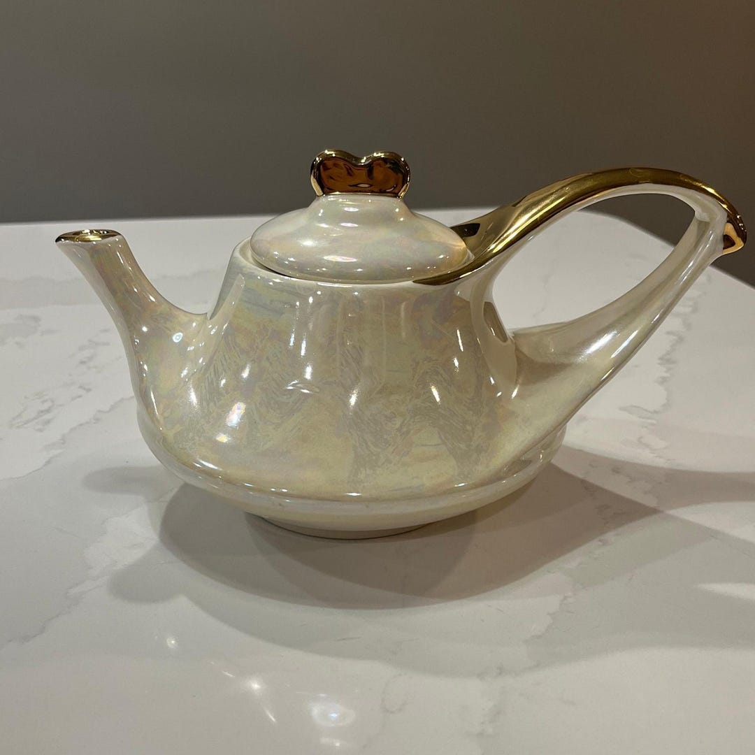 Vintage Art Deco Lusterware Teapot: Pearl Finish, MCM Decor - Etsy