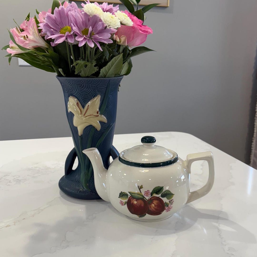 Vintage China Pearl Apple Teapot: Farmhouse Cottage Decor - Etsy